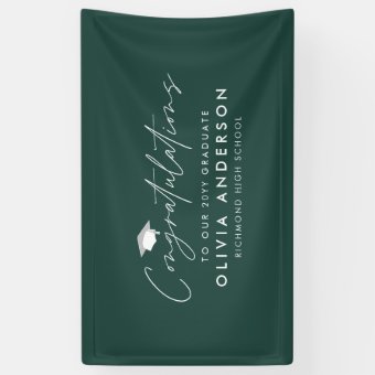Graduation congratulations simple modern green banner | Zazzle