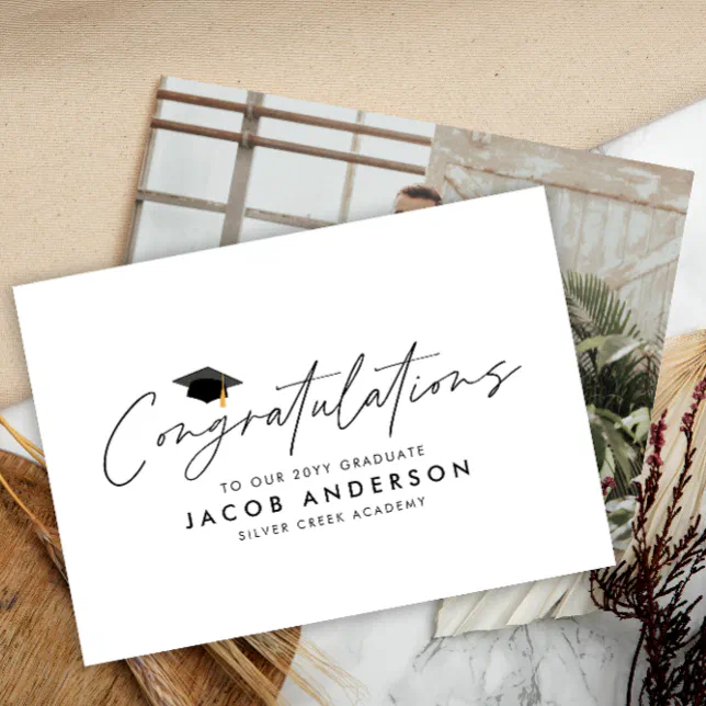 Graduation congratulations simple modern photo invitation | Zazzle