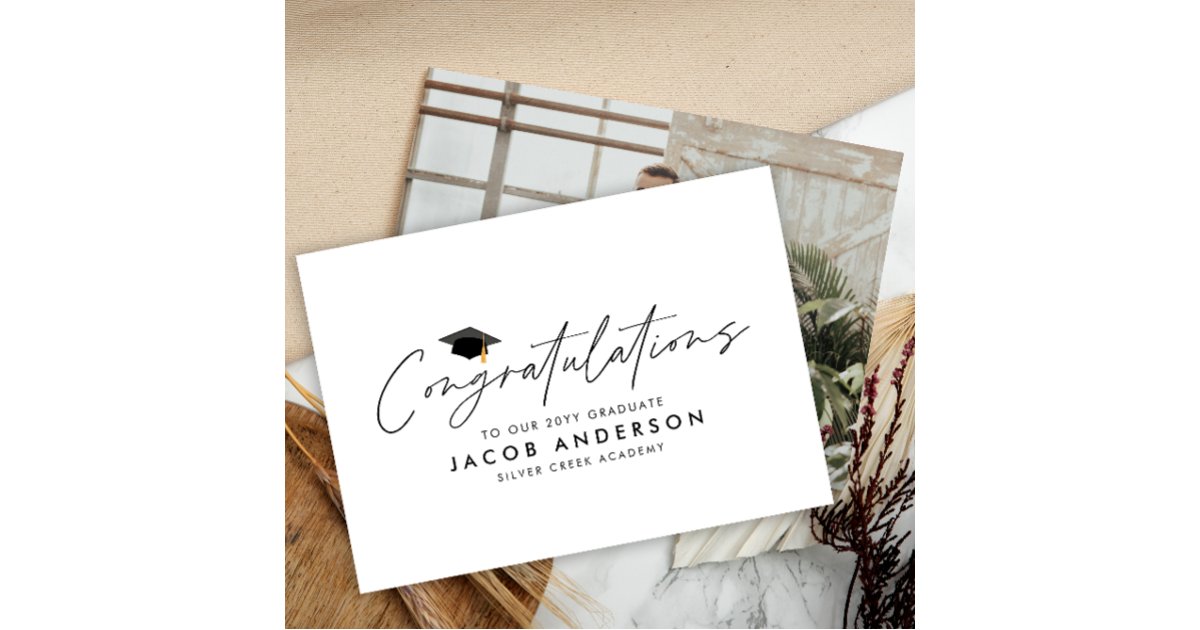 Graduation congratulations simple modern photo invitation | Zazzle