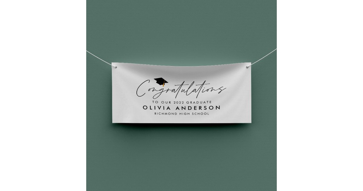 Graduation congratulations simple modern script banner | Zazzle