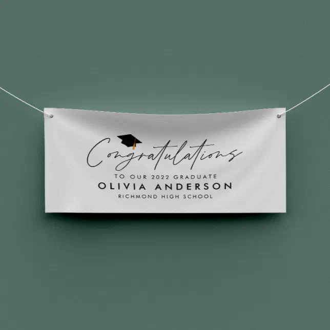 Graduation congratulations simple modern script banner | Zazzle