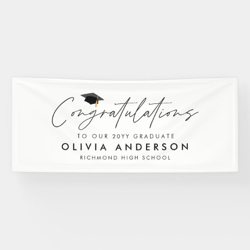 Graduation congratulations simple modern script banner | Zazzle