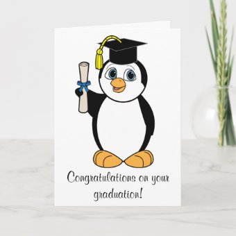 Graduation Congratulations with Boy Penguin Card | Zazzle