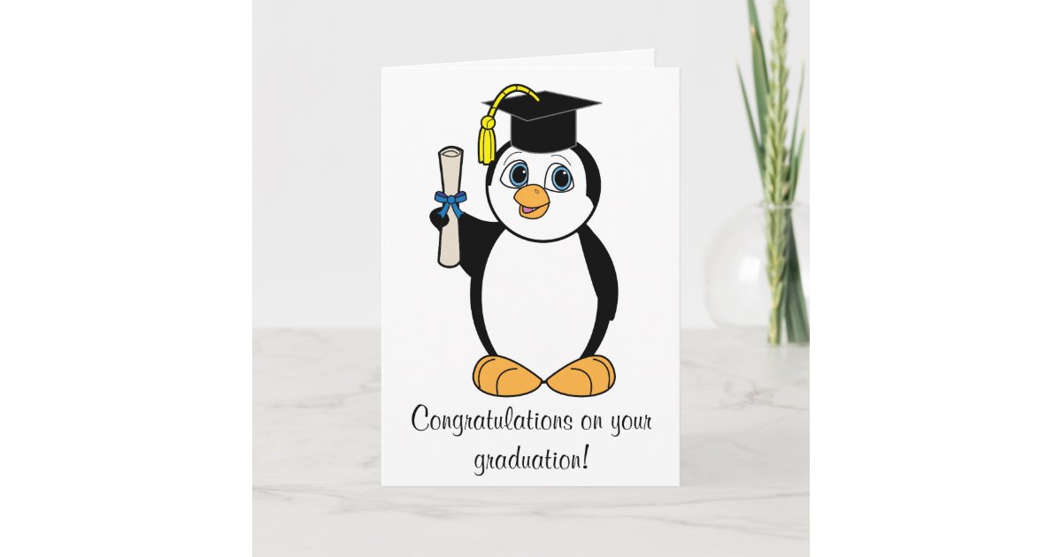 Graduation Congratulations with Boy Penguin Card | Zazzle