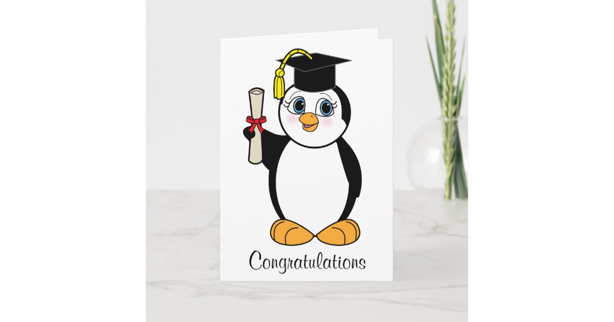 Graduation Congratulations with Penguin Card | Zazzle