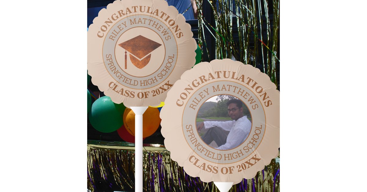 Graduation Copper Congratulations Class Year Photo Balloon | Zazzle