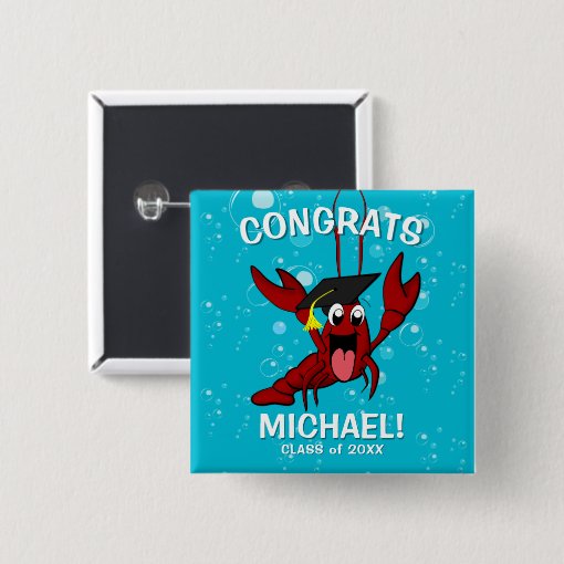 Graduation Crawfish Boil Lobster Party Favor Button | Zazzle