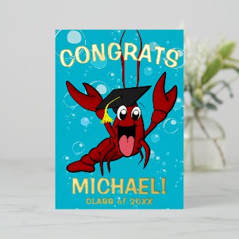 Graduation Crawfish Boil Lobster Seafood Party Foil Invitation | Zazzle