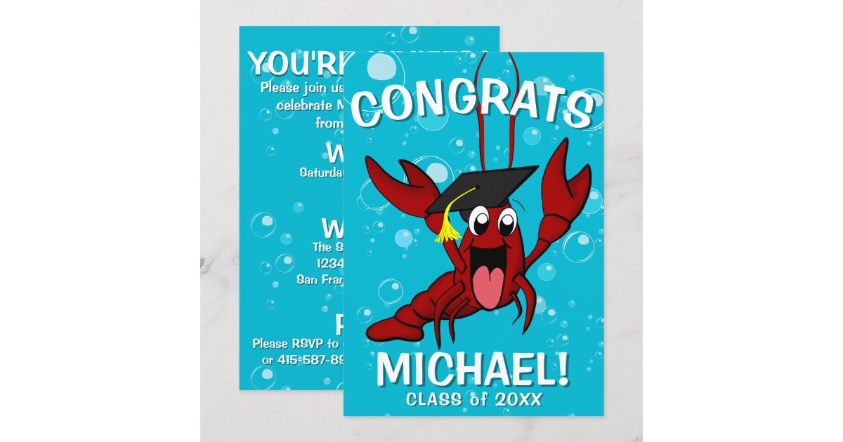 Graduation Crawfish Boil Lobster Seafood Party Invitation | Zazzle