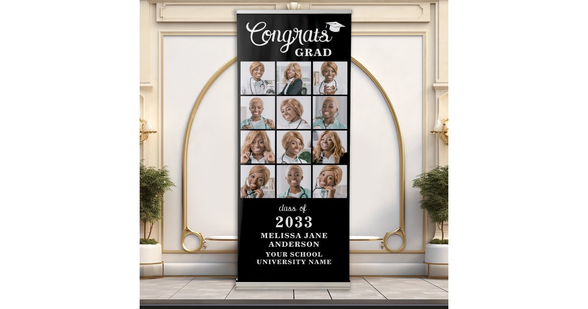 Graduation Custom 12 Photo Collage Congrats Grad Retractable Banner ...