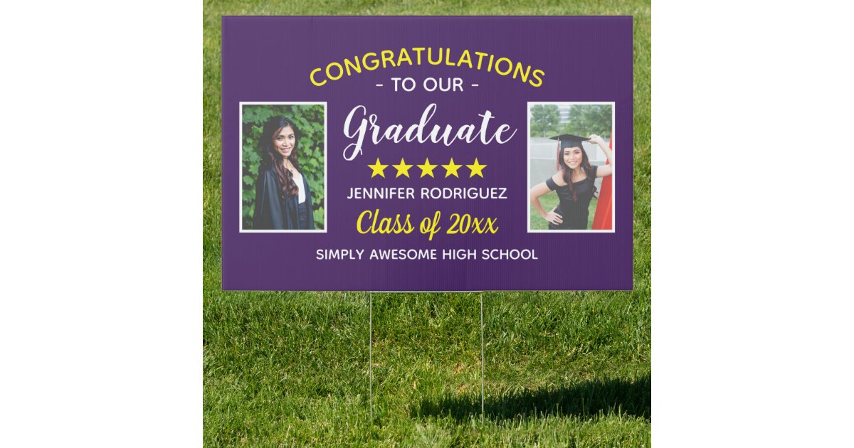 Graduation Custom 2 Photo Congratulations Graduate Sign | Zazzle