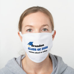 Graduation Custom Class of 2020 White Cotton Face Mask | Zazzle