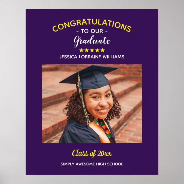 Graduation Custom Photo Congratulations Graduate Poster | Zazzle