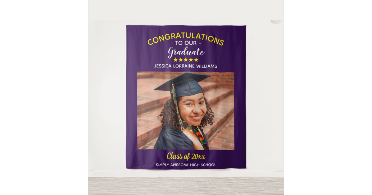Graduation Custom Photo Congratulations Graduate Tapestry | Zazzle