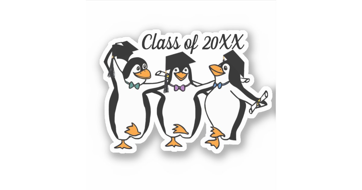 Graduation Dancing Penguins Sticker | Zazzle