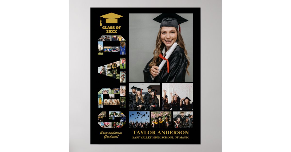 Graduation Day Grad Class Senior DIY Photo Collage Poster | Zazzle
