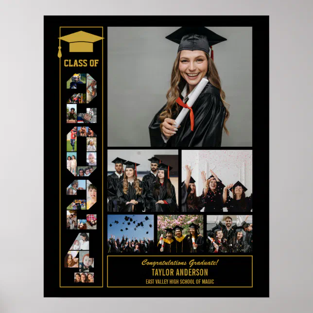 Graduation Day Senior Class of 2024 Photo Collage Poster | Zazzle