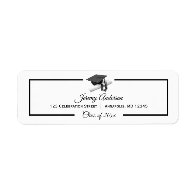 Graduation Diploma Cap and Tassel Return Address Label | Zazzle
