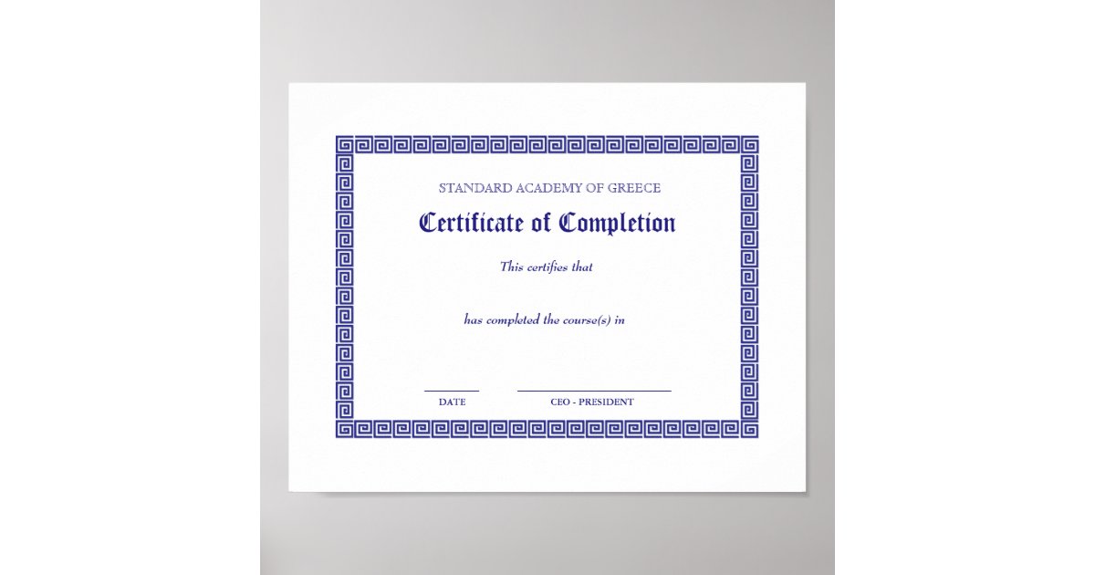 Graduation Diploma Certificate Greek Keys White Bk Poster | Zazzle