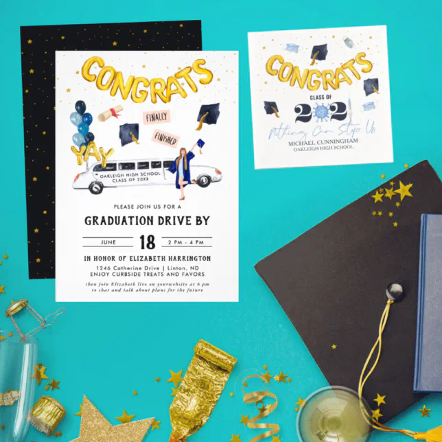 Graduation Drive By Parade Party | White Limo Invitation | Zazzle