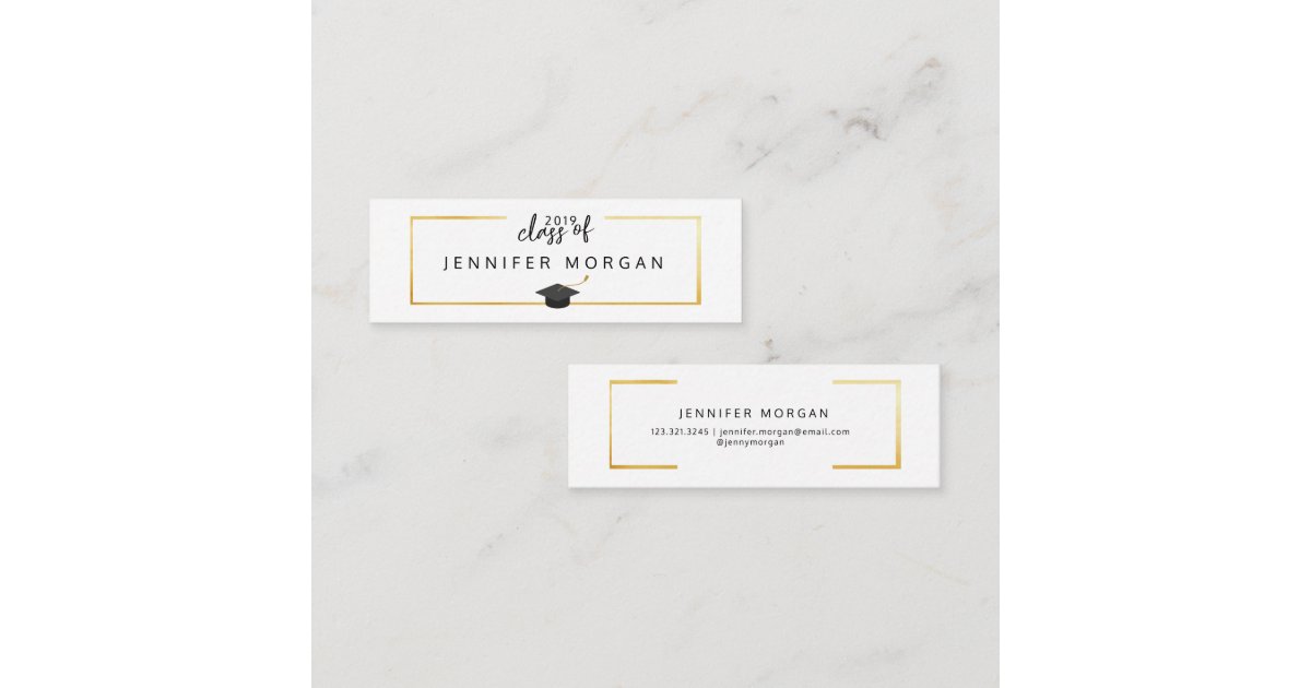 Graduation Elegant Gold Border Name Card | Zazzle