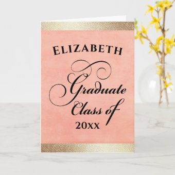 Graduation Elegant Gold Pink Congratulations Card | Zazzle