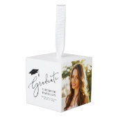 Graduation Elegant Script 4 Photo Keepsake Cube Ornament | Zazzle