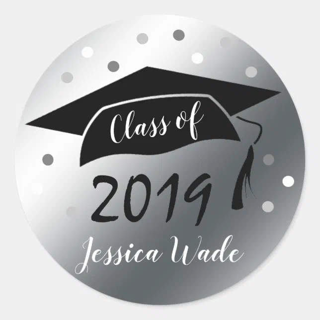Graduation Envelope Sticker Seals Fun Faux Silver | Zazzle