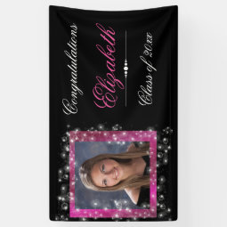 Graduation, Faux Sparkling Glitter, Pink Banner | Zazzle