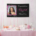 Graduation, Faux Sparkling Glitter, Pink/CUSTOM Banner | Zazzle