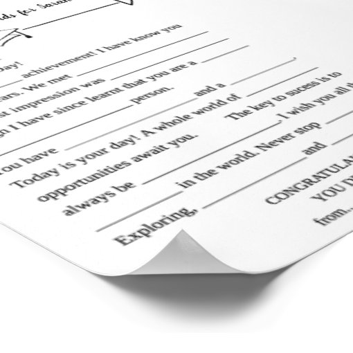 GRADUATion fill in missing words Poster | Zazzle