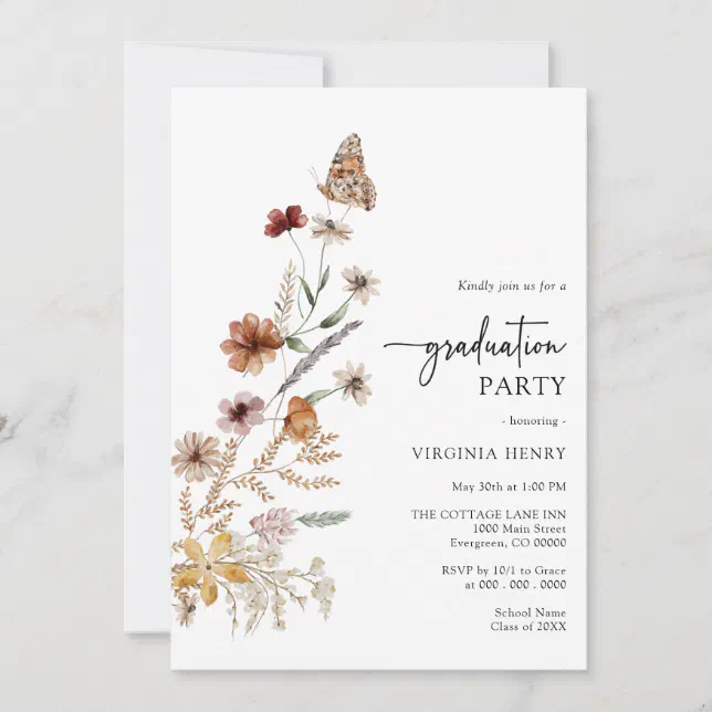 Graduation Floral Party Invitation | Zazzle