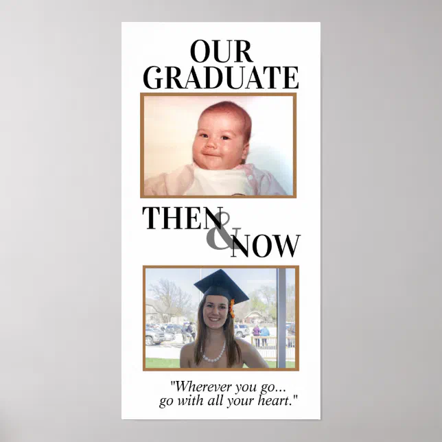 Graduation Frame, Then and Now Graduate Photo Poster | Zazzle