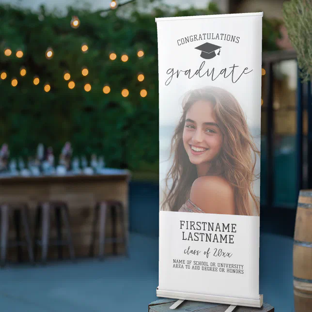 Graduation Full Photo - Vertical Custom Text Retractable Banner | Zazzle