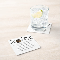 Graduation Fun Facts Custom Photo Square Paper Coaster | Zazzle