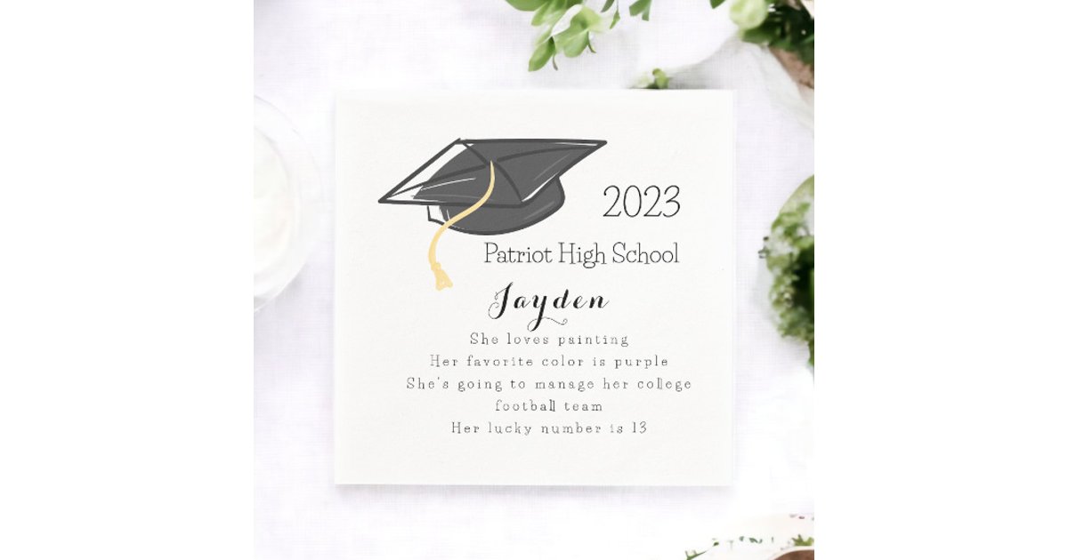 Graduation Fun Facts Grad Cap Custom Napkins | Zazzle