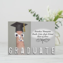 Graduation Funny Finger Cartoon Grad Cap Announcement | Zazzle