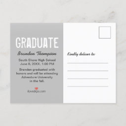 Graduation Funny Finger Cartoon Grad Cap Announcement Postcard | Zazzle