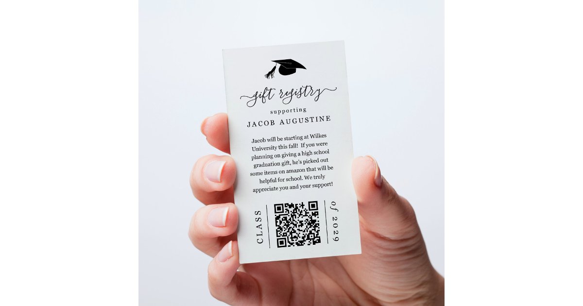 Graduation Gift Registry Card with QR Code Insert | Zazzle