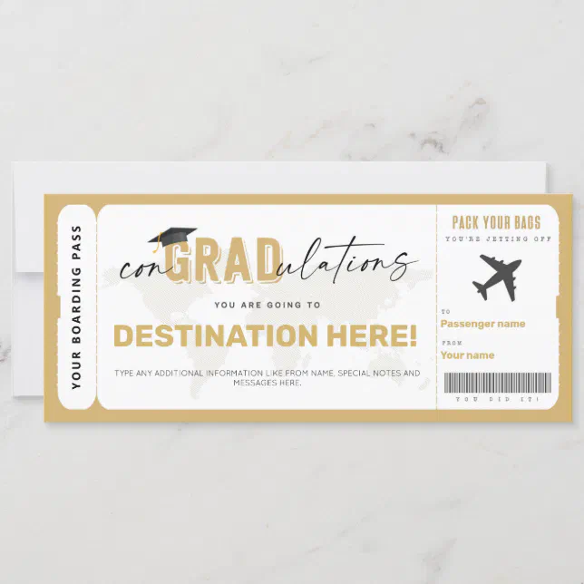 Graduation Gift Ticket Surprise Boarding Pass Card | Zazzle
