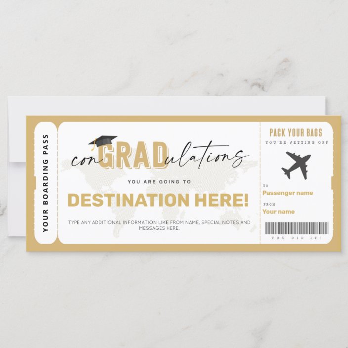 Graduation Gift Ticket Surprise Boarding Pass Card | Zazzle.com