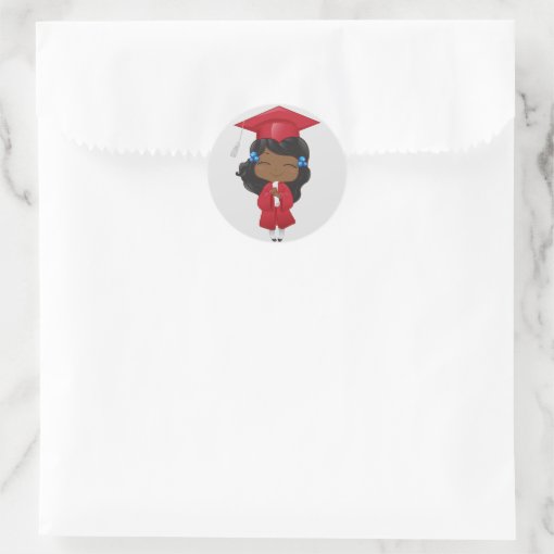 Graduation girl in red classic round sticker | Zazzle