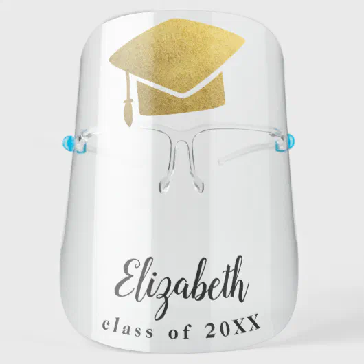 Graduation gold cap custom name face shield | Zazzle