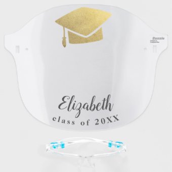 Graduation gold cap custom name face shield | Zazzle
