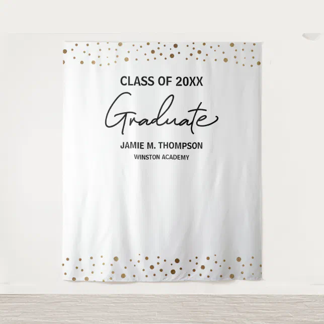 Graduation Gold confetti class year Custom Tapestry | Zazzle