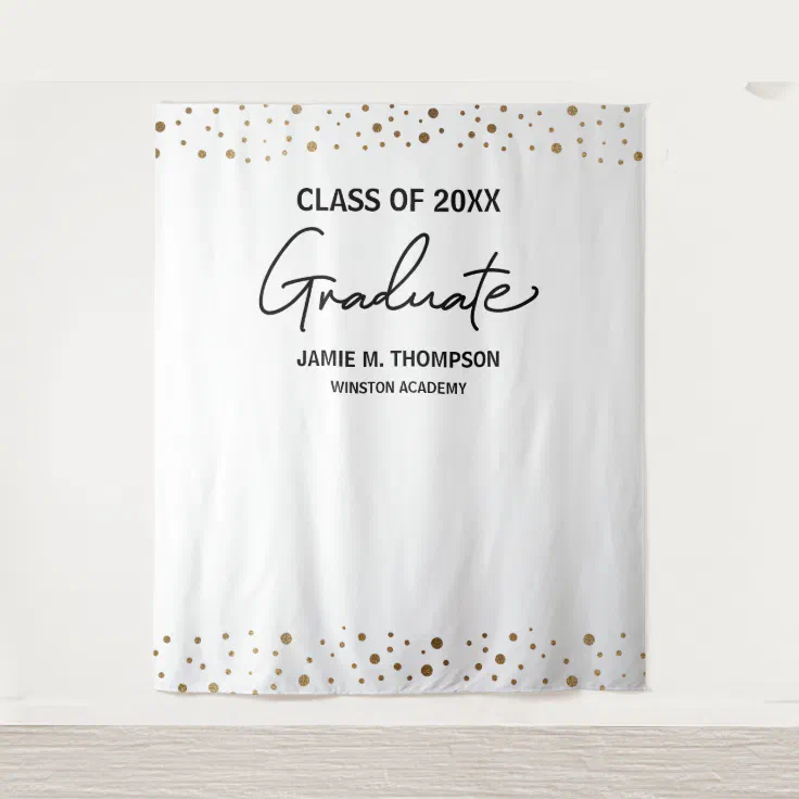 Graduation Gold confetti class year Custom Tapestry | Zazzle