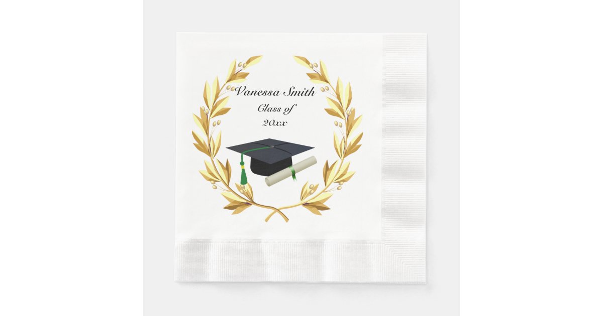 Graduation, Gold Laurel, Cap & Diploma Paper Napkins | Zazzle