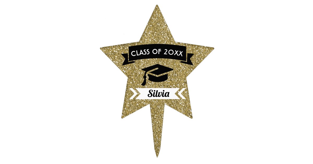 Graduation golden star cake topper | Zazzle
