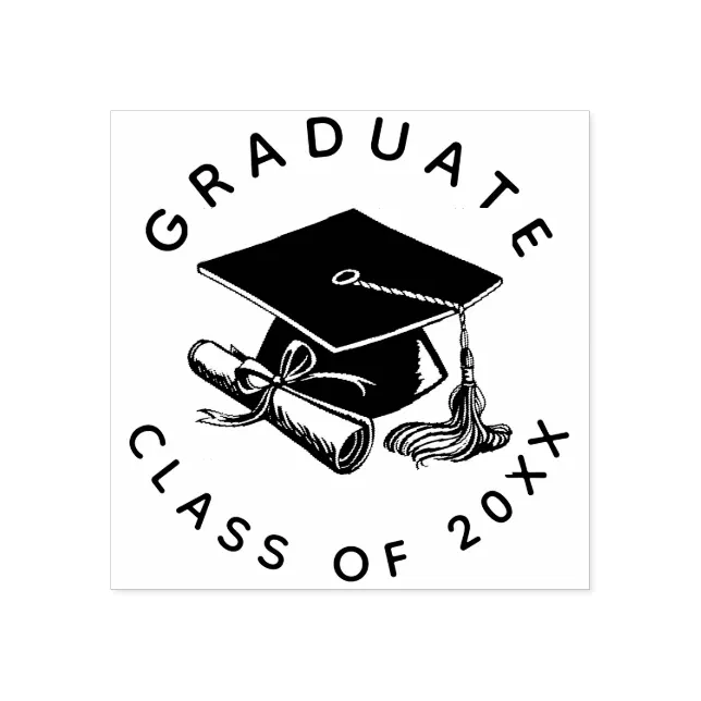Graduation Grad Cap Diploma Class of 2023 Rubber Stamp | Zazzle