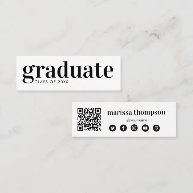 Graduation Graduate QR Code Social Media Mini Business Card | Zazzle